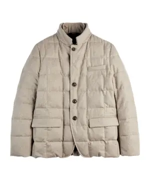 FAY Quilted Zip-closure Coat With Flap Pockets - Light Brown