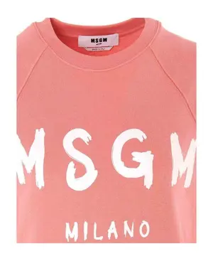 MSGM Logo Printed Crewneck Sweatshirt - Pink