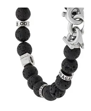 FERRAGAMO Beaded Bracelet With Silver Hardware - Black