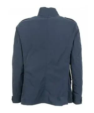 MOORER High-neck Buttoned Jacket - Blue
