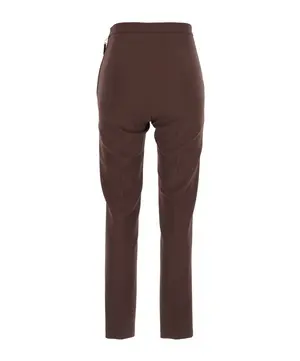 Elisabetta Franchi High-waisted Tailored Trousers With Logo Buttons - Coffee