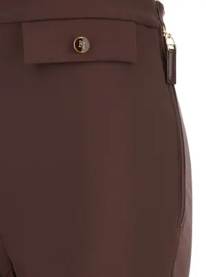 Elisabetta Franchi High-waisted Tailored Trousers With Logo Buttons - Coffee