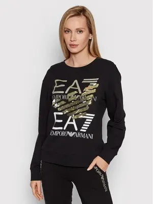EA7 Logo Sequin Sweatshirt - Black