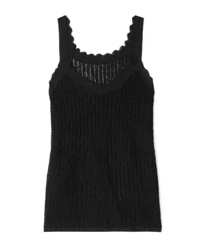 Khaite Ennio Scalloped Pointelle-knit Tank - Black