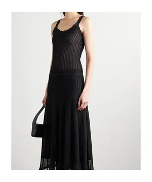 Khaite Ennio Scalloped Pointelle-knit Tank - Black