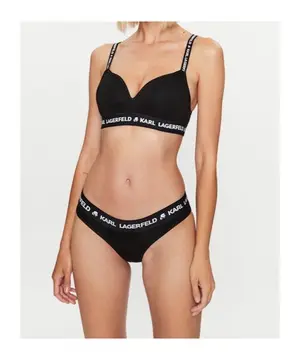 Karl Lagerfeld Logo Padded Bra - Black