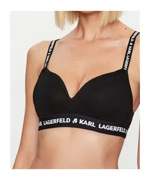 Karl Lagerfeld Logo Padded Bra - Black