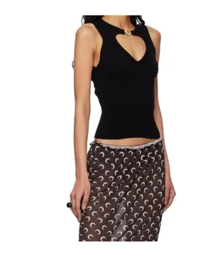 MARINE SERRE Cut-out Detailed Knitted Top
