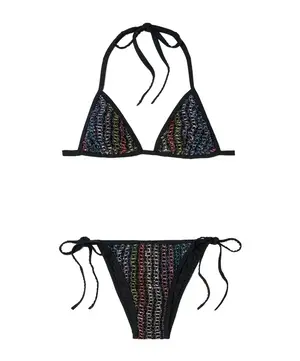 Missoni Sequined Metallic Crochet-knit Triangle Bikini - Black