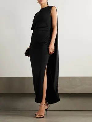 Stella McCartney Asymmetrical Cape Dress - Black
