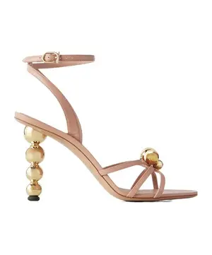 FERRAGAMO Embellished Ball Heel Sandals - Nude
