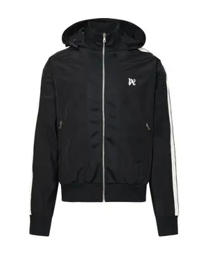 Palm Angels Logo Embroidered Hooded Zip-up Jacket