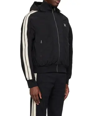 Palm Angels Logo Embroidered Hooded Zip-up Jacket