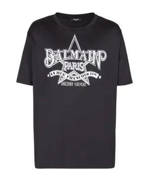 Balmain Star Printed Crewneck T-shirt - Black