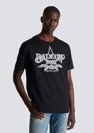 Balmain Star Printed Crewneck T-shirt - Black