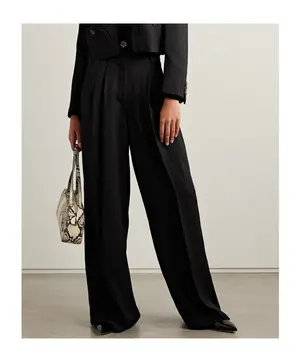 BLAZÉ MILANO Pleated Crepe Straight-leg Pants