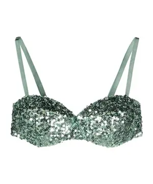 Moschino Sequined Sweetheart-neck Bra - Green