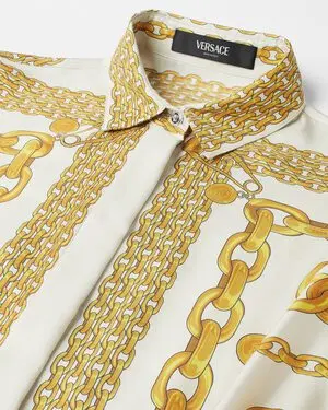 Versace Chain-printed Belted Mini Dress
