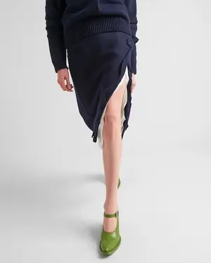Prada Rib-knit Skirt With Button Detailing