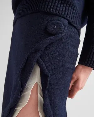 Prada Rib-knit Skirt With Button Detailing