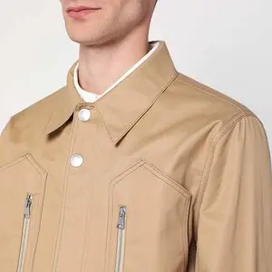 NAMACHEKO Overshirt With Zip And Welt Pockets - Beige