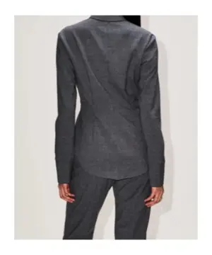 Tove Long Sleeve Shirt With Curved Hem - Gray