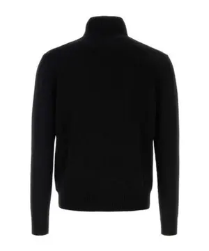 Prada Logo Embroidered Full-zip Knitted Cardigan - Black
