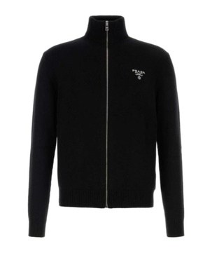 Prada Logo Embroidered Full-zip Knitted Cardigan - No
