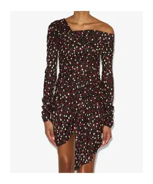 Isabel Marant Étoile Polka Dot Draped Off-the-shoulder Dress - Black-red