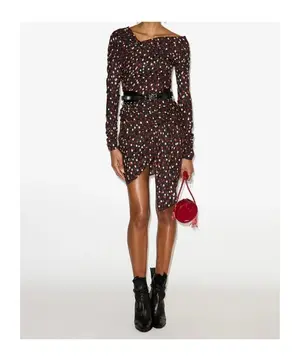 Isabel Marant Étoile Polka Dot Draped Off-the-shoulder Dress - Black-red