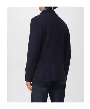 LARDINI Striped Long-sleeved Suit Jacket - Black