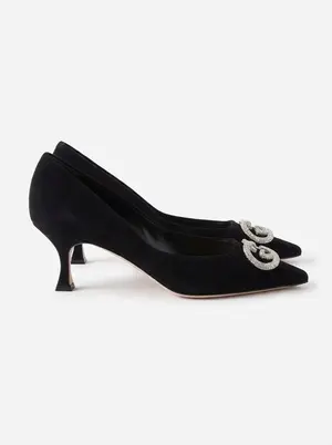 Gucci Embellished Suede Pointed Toe Pumps