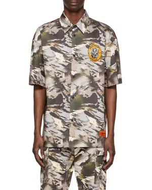 Heron Preston Logo Patch Camouflage Printed Shirt - Gray