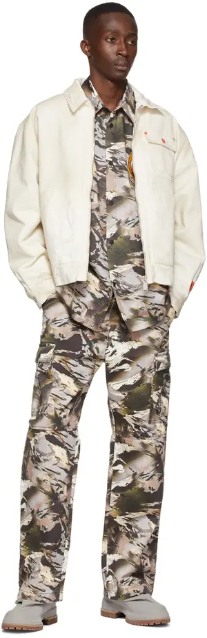 Heron Preston Logo Patch Camouflage Printed Shirt - Gray