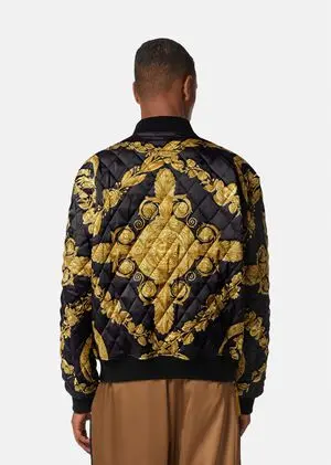 Versace Baroque-print Quilted Bomber Jacket
