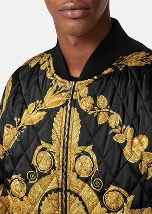 Versace Baroque-print Quilted Bomber Jacket