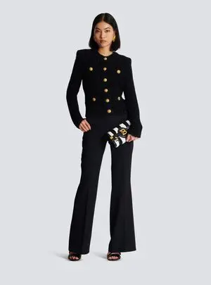 Balmain Textured Buttoned Tweed Jacket - Black