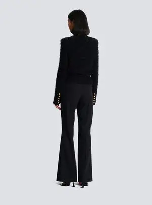 Balmain Textured Buttoned Tweed Jacket - Black