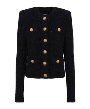 Balmain Textured Buttoned Tweed Jacket