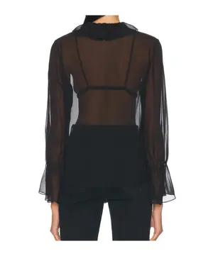 NILI LOTAN Cecily Ruffled Silk-chiffon Blouse - Black