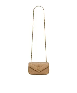 Saint Laurent Loulou Logo Plaque Mini Shoulder Bag - Brown