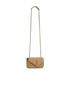 Saint Laurent Loulou Logo Plaque Mini Shoulder Bag - Brown