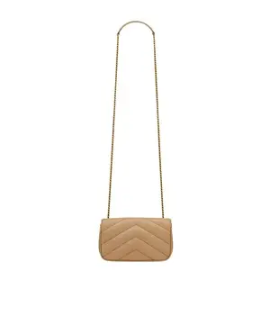 Saint Laurent Loulou Logo Plaque Mini Shoulder Bag - Brown