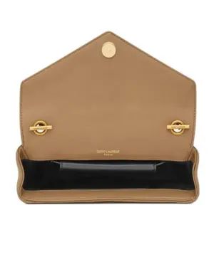 Saint Laurent Loulou Logo Plaque Mini Shoulder Bag - Brown