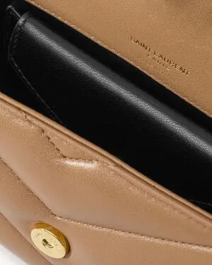 Saint Laurent Loulou Logo Plaque Mini Shoulder Bag - Brown