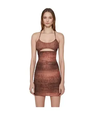 MISBHV Letter-print Ruched Mini Dress