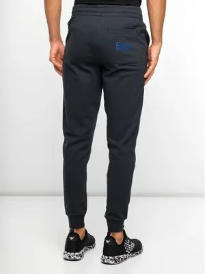EA7 Navy Blue Logo Printed Sweatpants