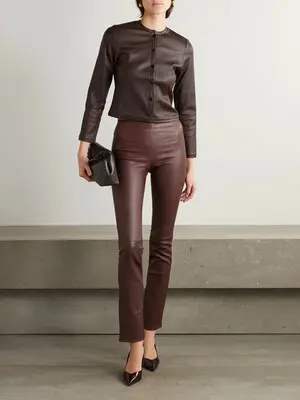 Stouls Paneled Leather Flare Pants - Red