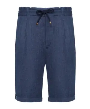 Brunello Cucinelli Drawstring Shorts With Turn-up Hem - Blue