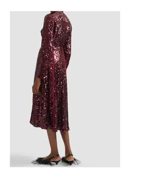Erdem Frayed Sequined Crepe De Chine Midi Skirt
